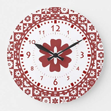 EnjoyHome American Farm Kitchen Red and White Flower Wooden Clock Wall ...